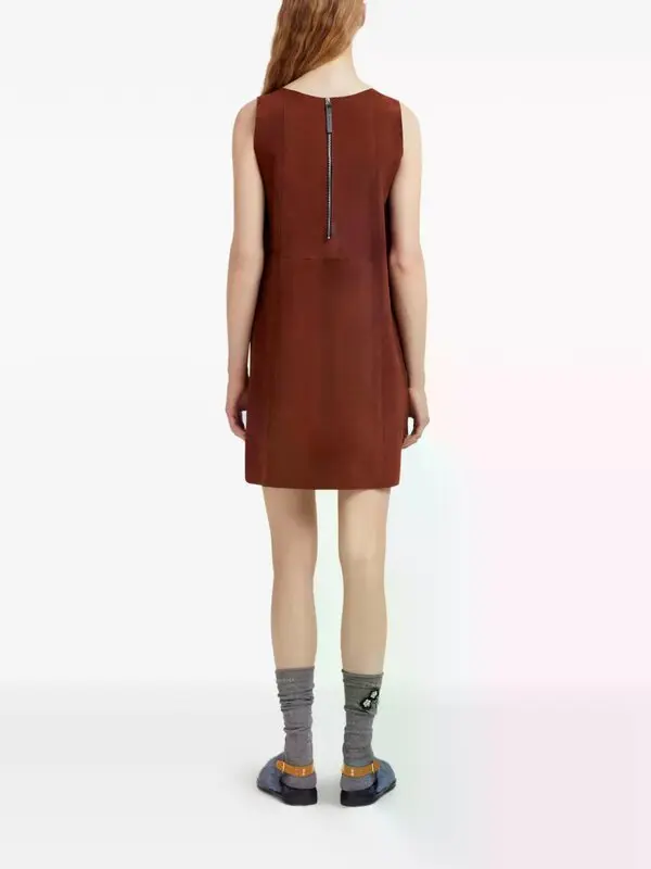 Marni Suede Mini Dress With Daisy Appliqué And Stud Embellishments