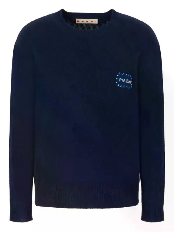 Marni Logo-patch Crew-neck Sweater - Blue