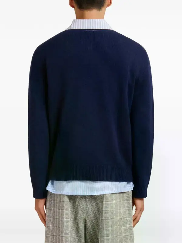 Marni Logo-patch Crew-neck Sweater - Blue