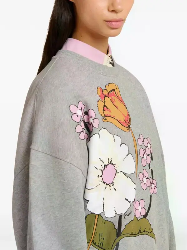 Marni Floral Print Ribbed Sweatshirt