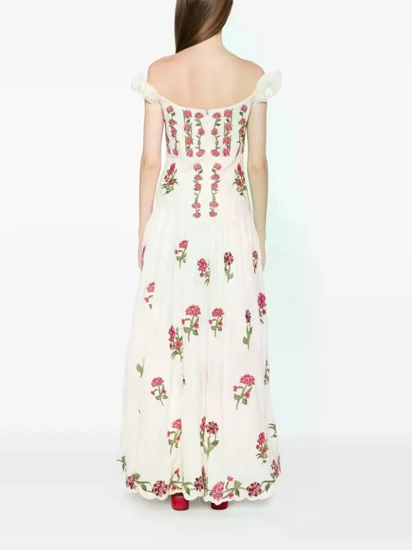 Agua Bendita Siembra Quebrada Floral-pattern Off-shoulder Dress