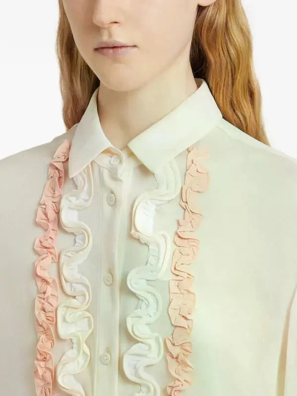 Marni Matte Silk Georgette Ruffled Shirt