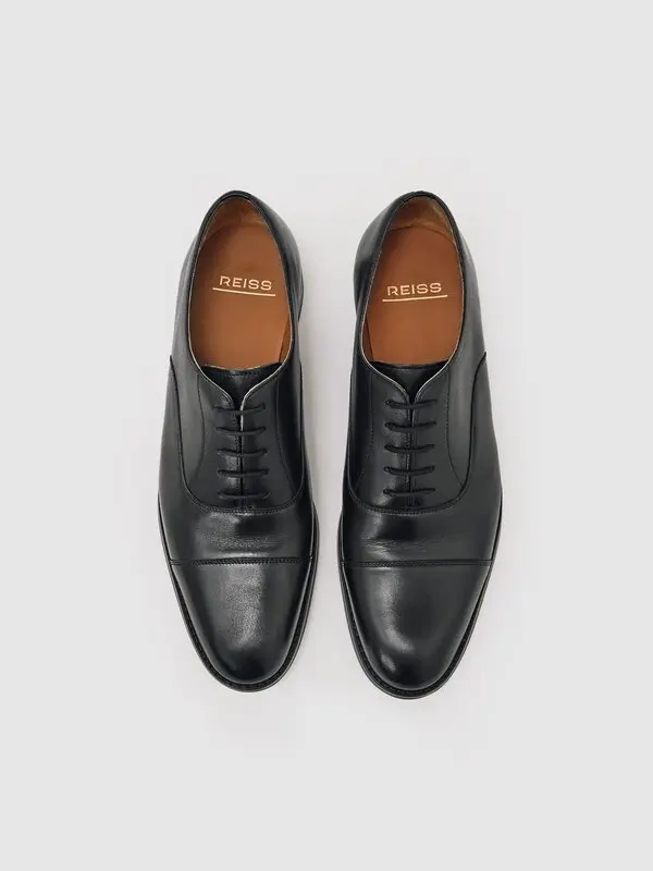 REISS Rice Leather Oxford Shoes - Black