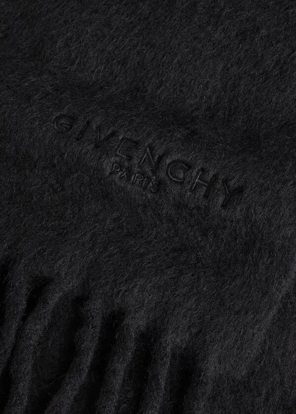 Givenchy Logo-embroidered Fringed Alpaca-blend Scarf