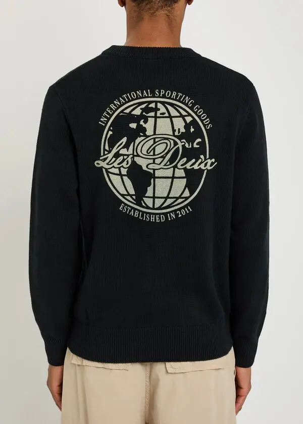 LES DEUX Printed Cotton Jumper - Black
