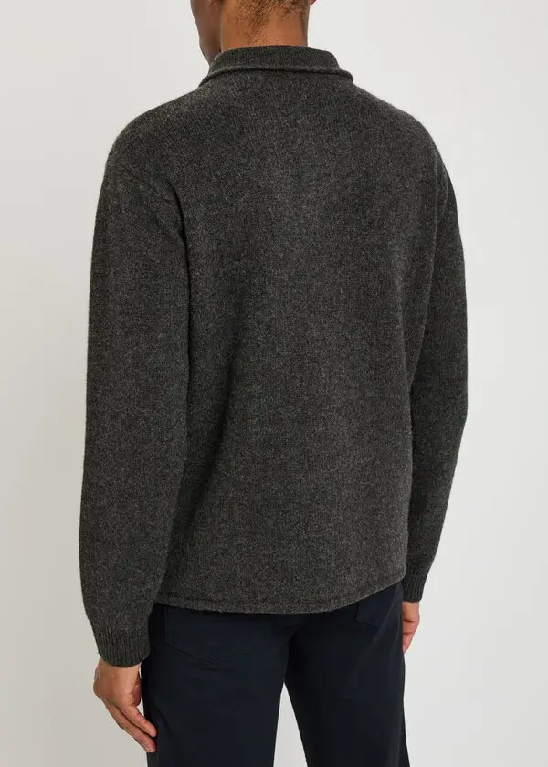 FRAME Brushed Wool And Yak-blend Overshirt - Charcoal