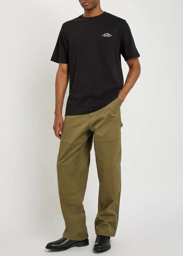 LES DEUX Ben Globe Printed Cotton T-shirt