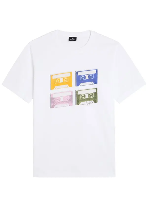 Paul Smith Tapes Printed Cotton T-shirt - White