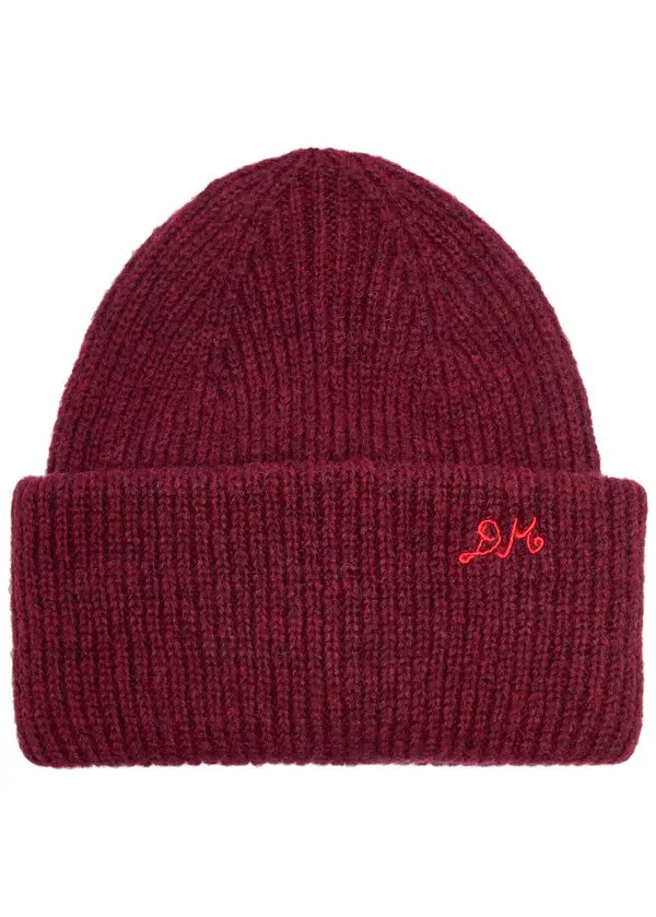 DAMSON MADDER Logo-embroidered Knit Beanie - Burgundy