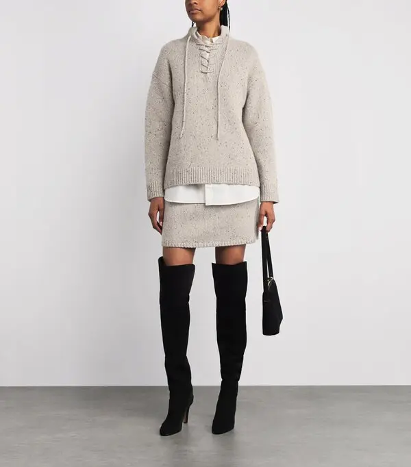 Theory Wool-cotton-cashmere Drawstring Sweater