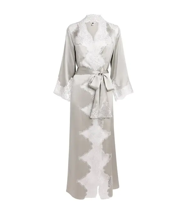 GILDA & PEARL Silk Written In The Stars Long Robe - Silver