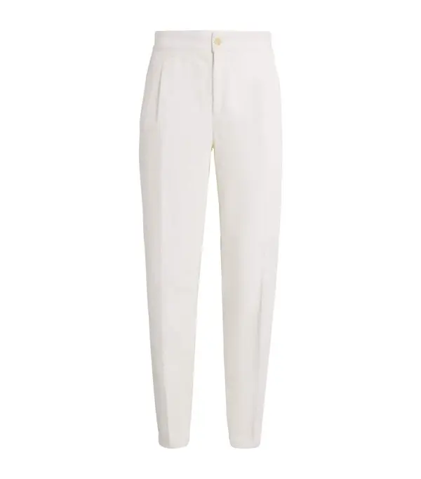 Isaia Corduroy Pleated Trousers - White