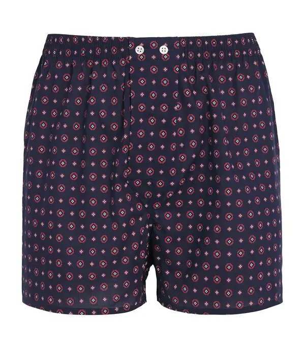 Derek Rose Cotton Geo Print Boxer Shorts - Navy