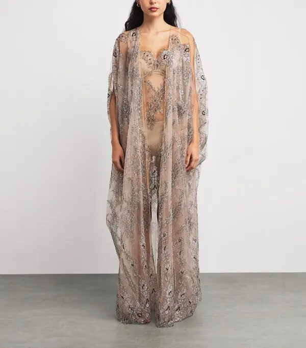 Rosamosario Embroidered Maxi Kaftan Robe