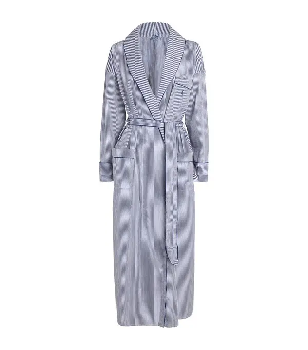 Polo Ralph Lauren Cotton Stripe Robe - Navy