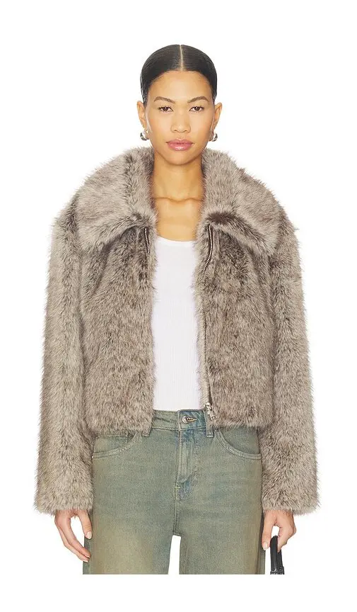LAMARQUE Nova Faux Fur Zip-up Jacket