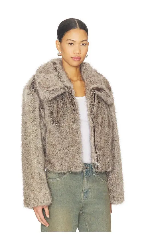 LAMARQUE Nova Faux Fur Zip-up Jacket