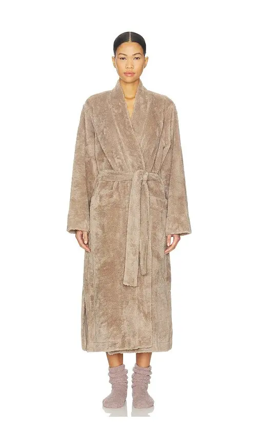 Eberjey Renew Plush Long Robe In Brown - Toffee