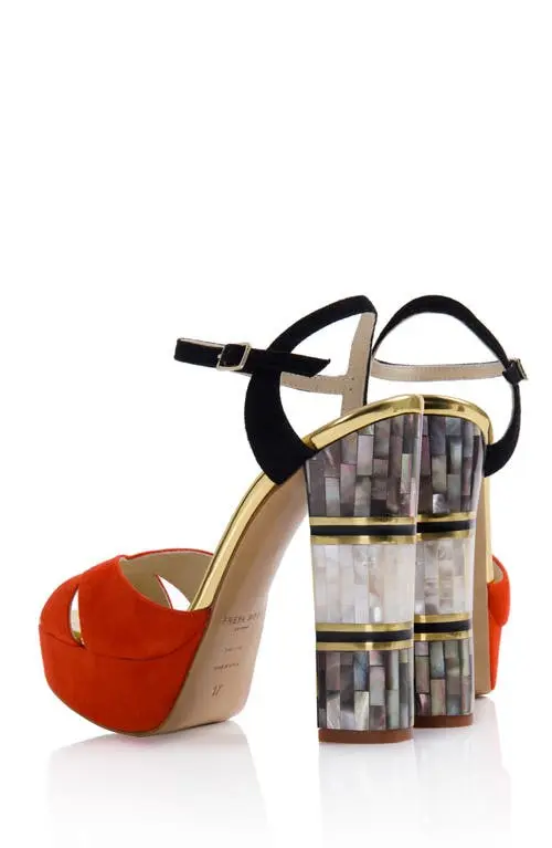 FREYA ROSE Suki Ankle Strap Platform Heel Sandal - Red