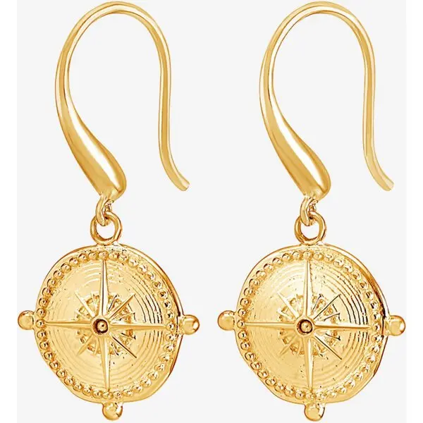 DOWER & HALL True North Story Drop Earrings - Yellow Gold Vermeil