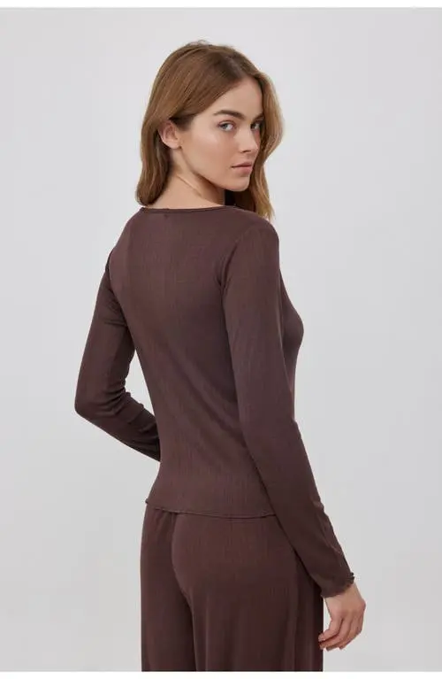 GOTTEX Daydream Pointelle Buttoned Loungewear Top