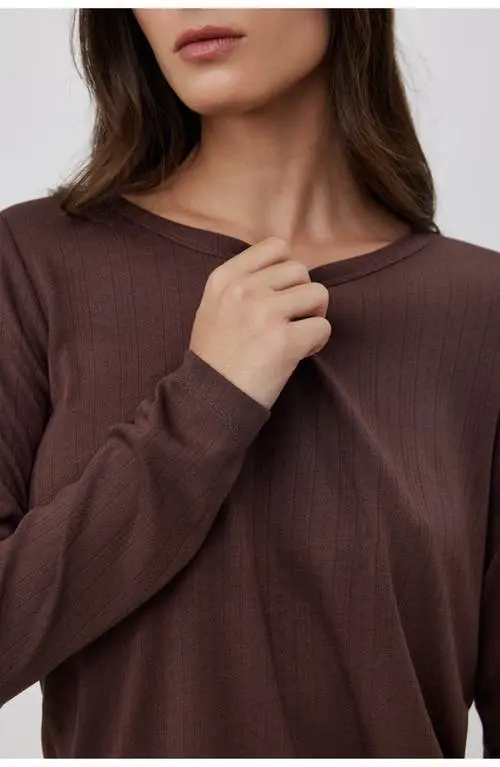 GOTTEX Pointelle Loungewear Top - Brown