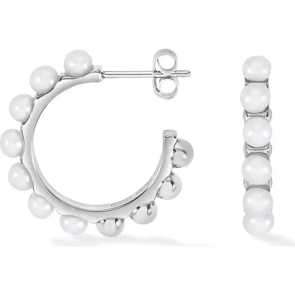 DOWER & HALL Pearl Hoop Earrings - Sterling Silver