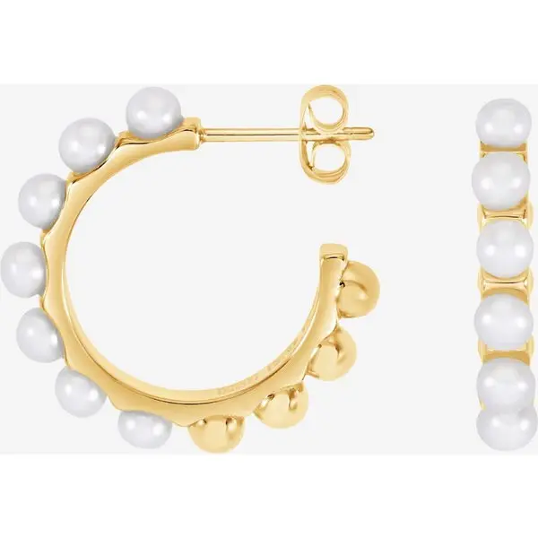DOWER & HALL Pearl Hoop Earrings - Yellow Gold Vermeil