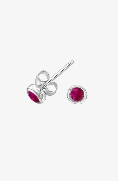DOWER & HALL 3mm Ruby Dewdrop Stud Earrings - Sterling Silver