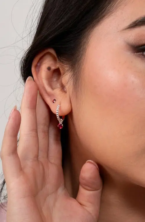 DOWER & HALL 3mm Ruby Dewdrop Stud Earrings - Sterling Silver