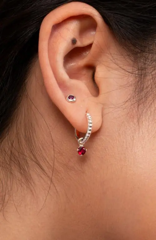 DOWER & HALL 3mm Ruby Dewdrop Stud Earrings - Sterling Silver