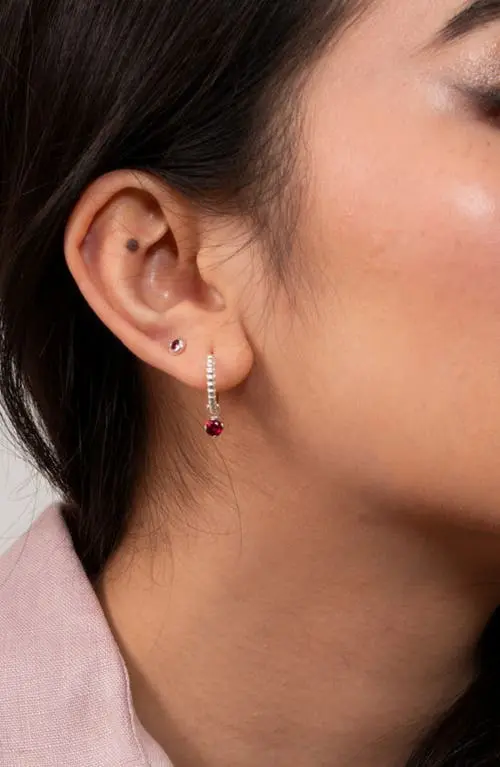 DOWER & HALL 3mm Ruby Dewdrop Stud Earrings - Sterling Silver