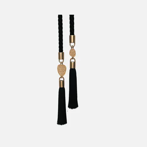 DANIELA MILLAN JEWELRY Silk Cord Tassel Belt With Charms - Black