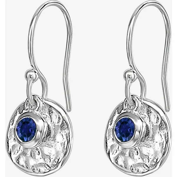 DOWER & HALL Hammered Disc And Sapphire Earrings - Sterling Silver