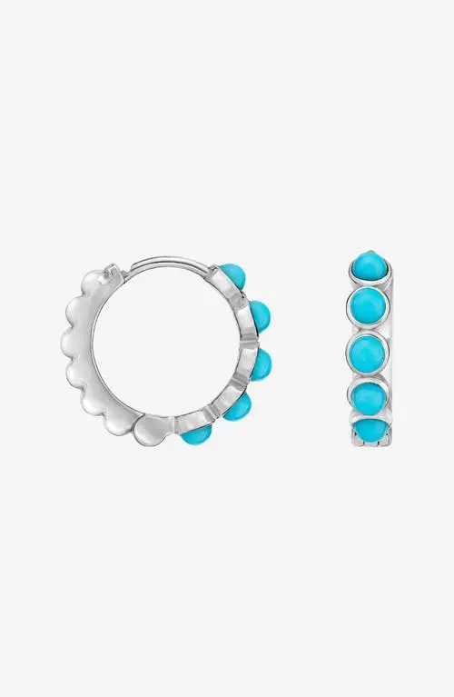 DOWER & HALL Medium Azure Turquoise Huggie Hoops - Sterling Silver