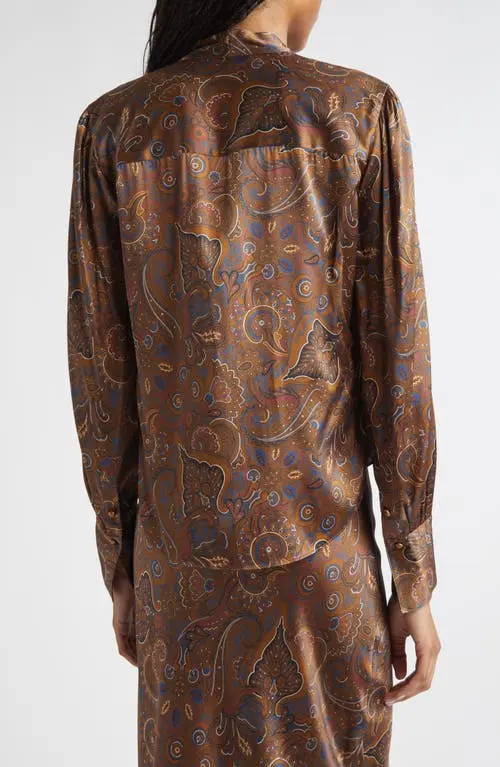 Veronica Beard Francine Printed Silk-blend Top - Walnut Multi