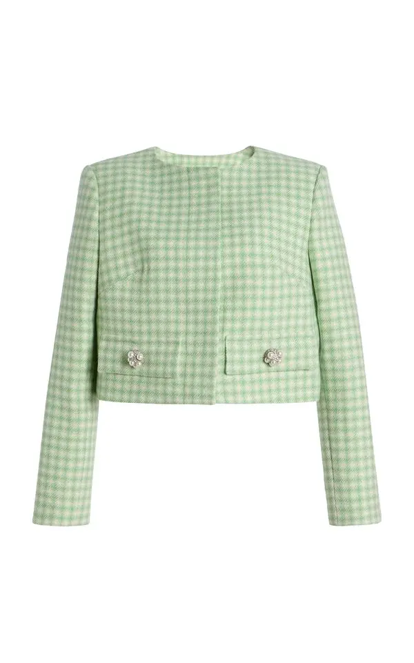 Oscar De La Renta Checked Wool Tweed Jacket