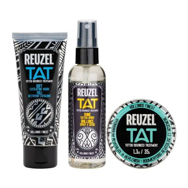 REUZEL Tat Hydrabalm Tattoo Balm, Buff Exfoliating Cleanser, & Shine Tattoo Spray Trio - One-color