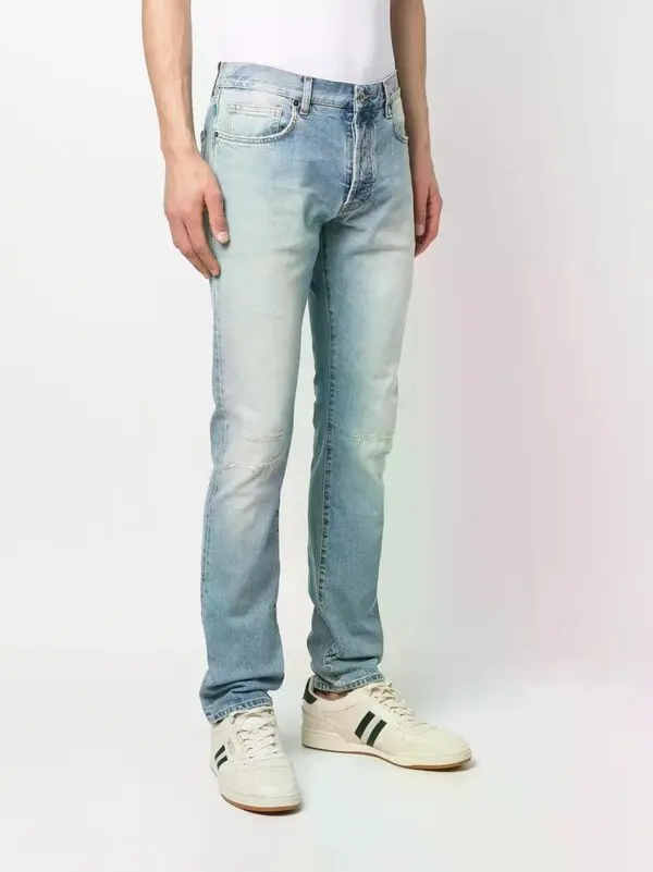 14BROS Stonewashed Straight-leg Jeans - Blue