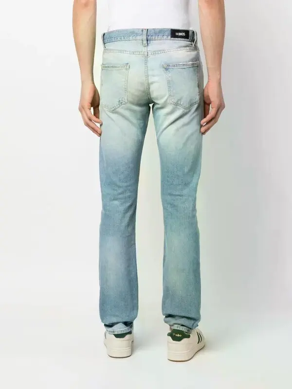 14BROS Stonewashed Straight-leg Jeans - Blue