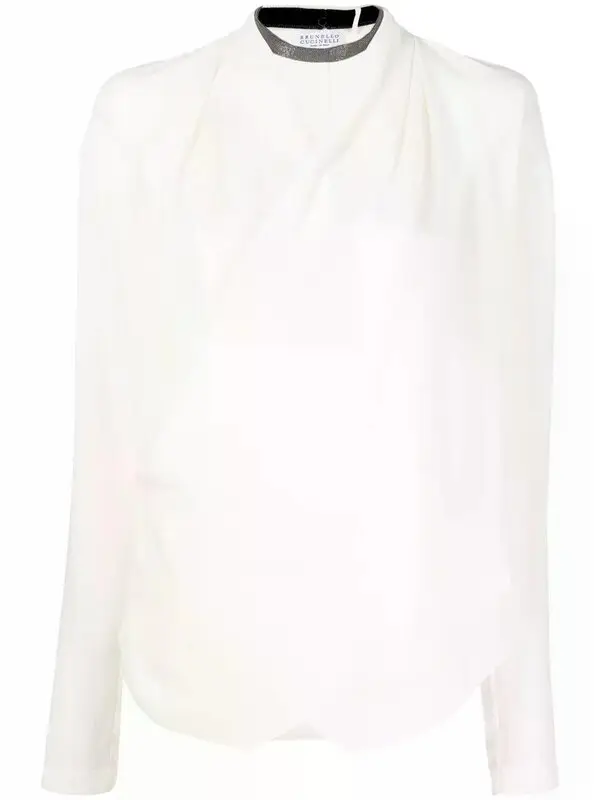Brunello Cucinelli Silk Wrap Blouse