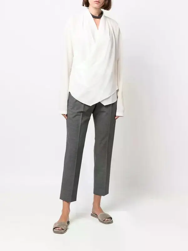 Brunello Cucinelli Silk Wrap Blouse
