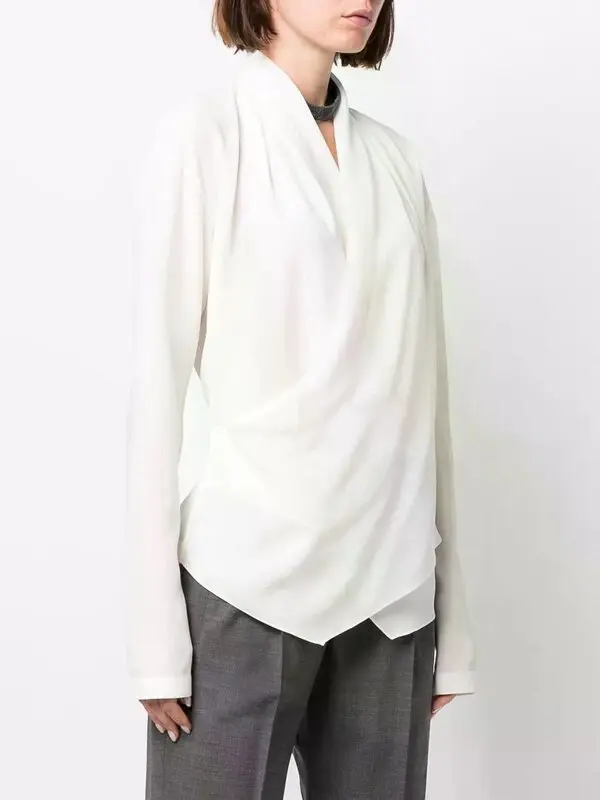 Brunello Cucinelli Silk Wrap Blouse