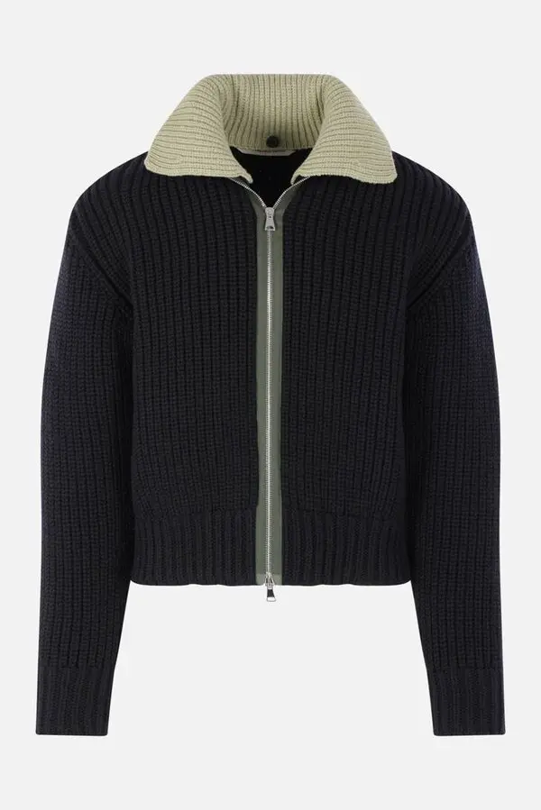 NAMACHEKO Ribbed Wool Knit Cardigan - Black