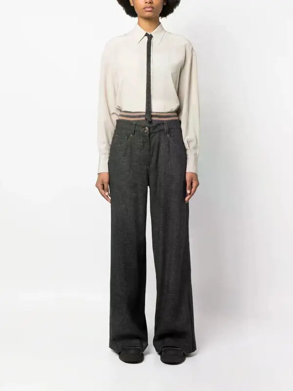 Brunello Cucinelli Beaded-tie Silk Shirt