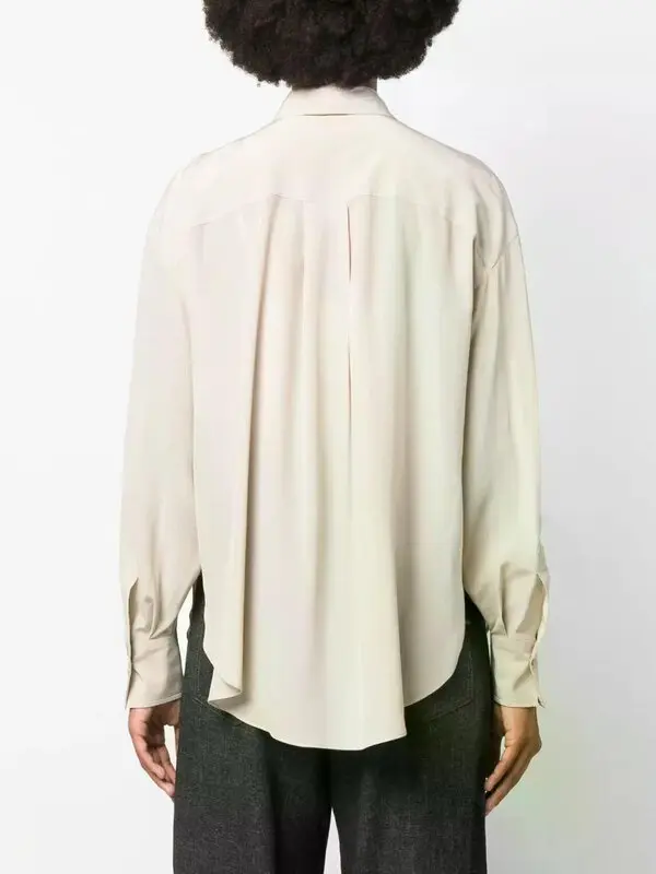 Brunello Cucinelli Beaded-tie Silk Shirt