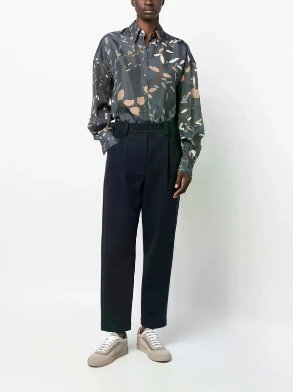 Brunello Cucinelli Leaf-print Silk Shirt