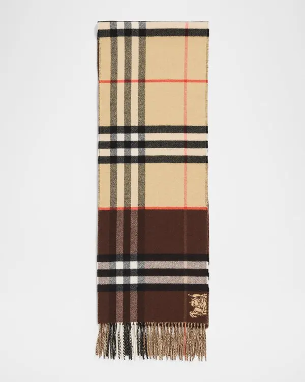 Burberry Contrast Check Double-faced Cashmere Scarf - Sand/treac