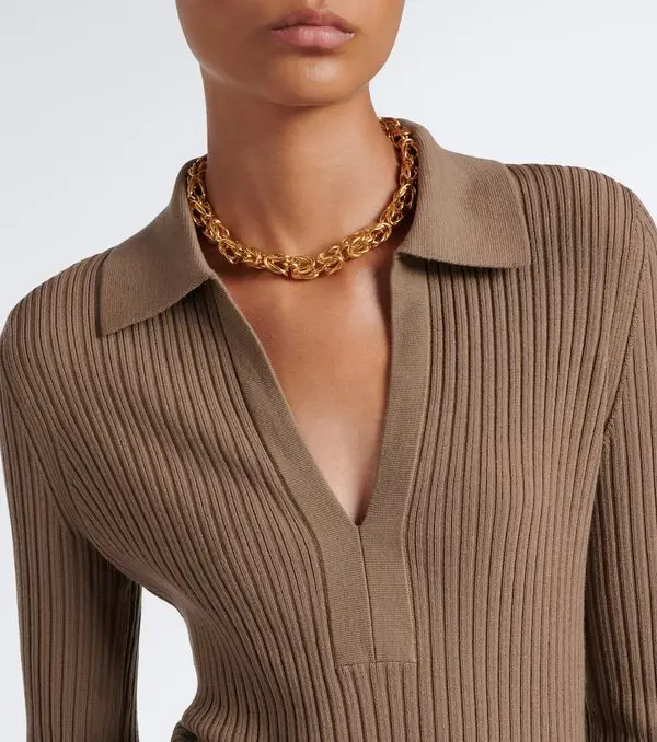 JOSEPH Ribbed-knit Wool-blend Polo Sweater - Beige