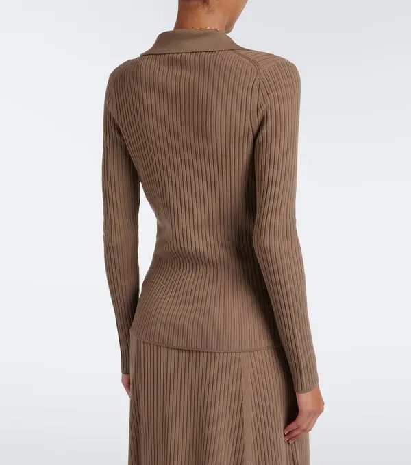JOSEPH Ribbed-knit Wool-blend Polo Sweater - Beige